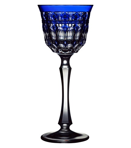Varga Art Crystal Barcelona Cobalt Wine Glass - The Pink Daisy