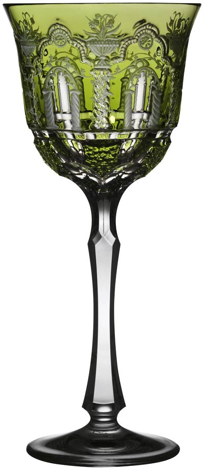 Varga Art Crystal Athens Yellow/Green Water Glass 8.75" - The Pink Daisy