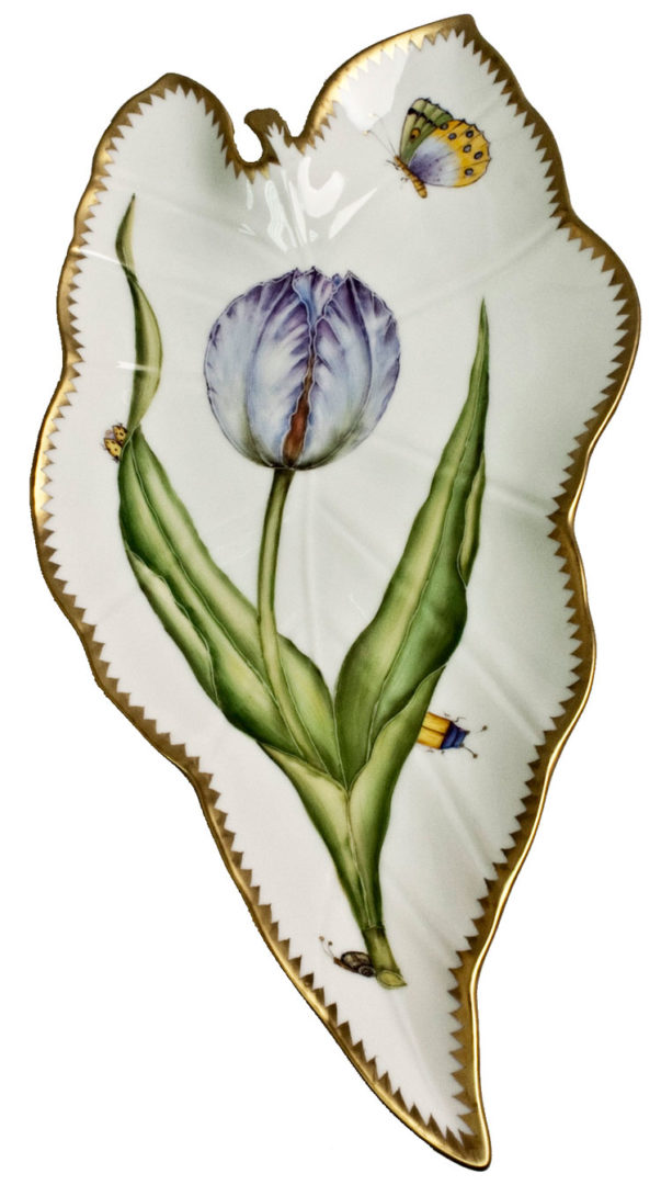 Anna Weatherley Studio Collection Blue/Lavender Tulip Leaf Tray 12"L x ...