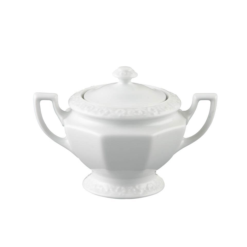 Rosenthal Maria White Covered Sugar 9 oz - The Pink Daisy